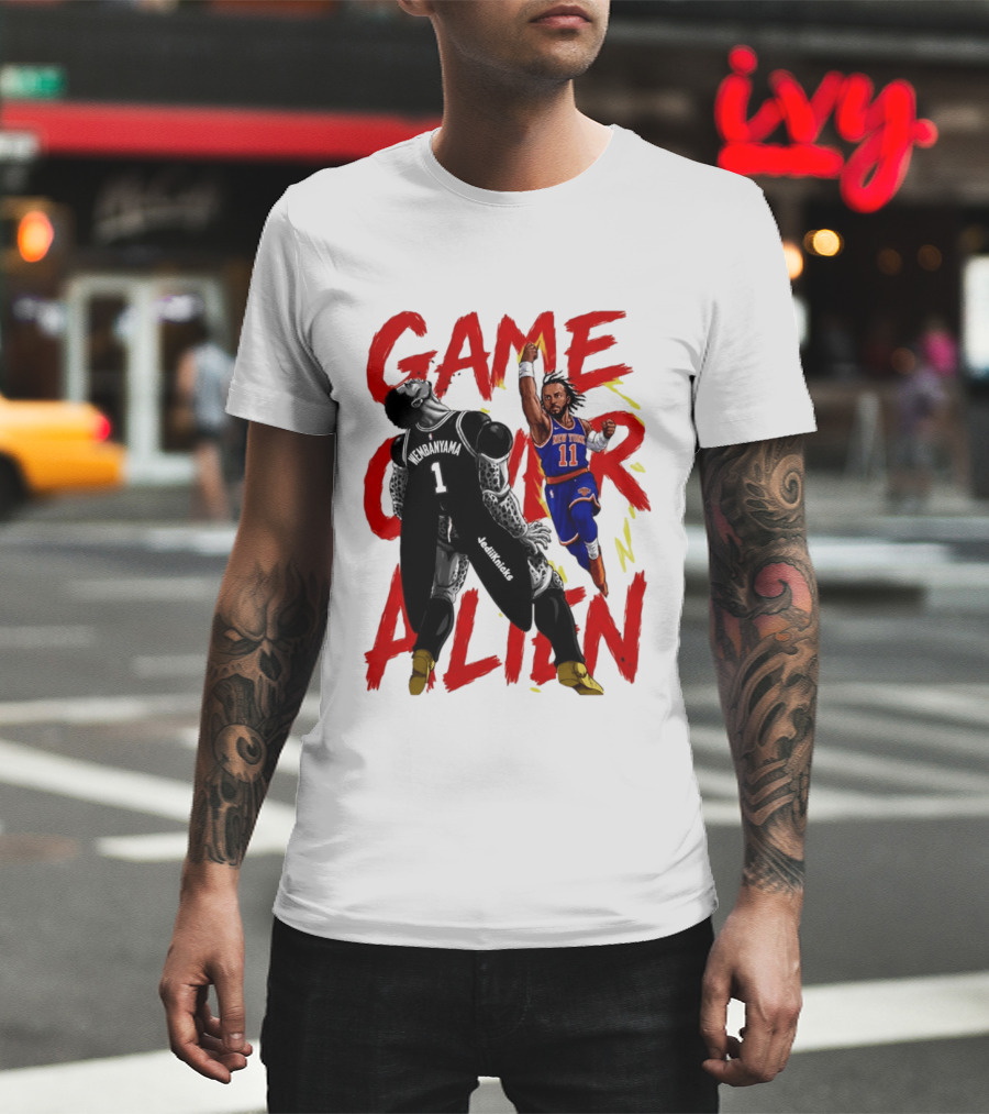 Game Over Alien Wembanyama Vs Jalen Gohan Brunson Knicks T-Shirt