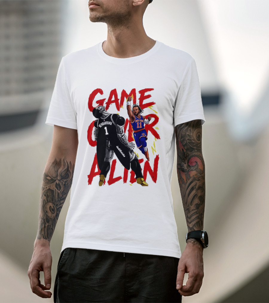 Game Over Alien Wembanyama Vs Jalen Gohan Brunson Knicks T-Shirt