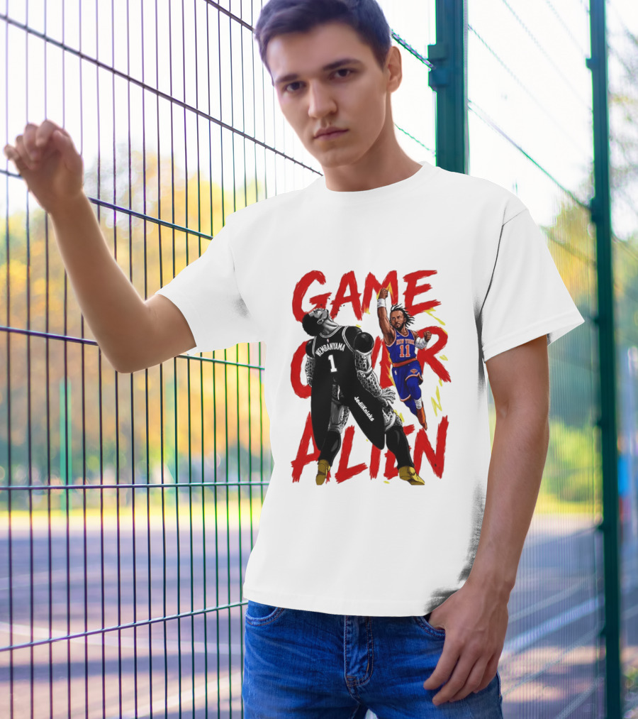 Game Over Alien Wembanyama Vs Jalen Gohan Brunson Knicks T-Shirt