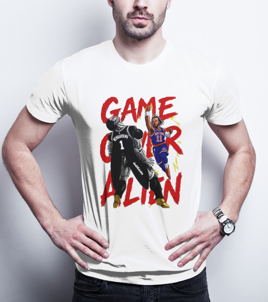 Game Over Alien Wembanyama Vs Jalen Gohan Brunson Knicks T-Shirt