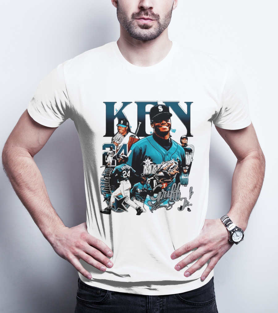 Ken Griffey Jr Seattle Mariners The Kid 24 Legendary Collage T-Shirt