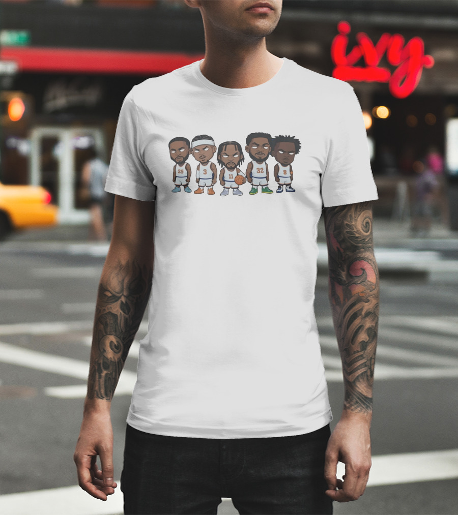 New York Knicks 2026 Player Cartoon Characters 25 3 11 32 8 T-Shirt