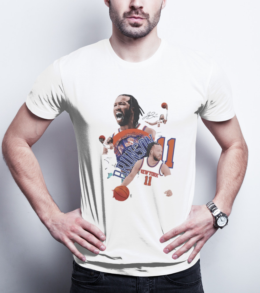 NY Knicks Jalen Brunson Number 11 Collage Basketball Player T-Shirt