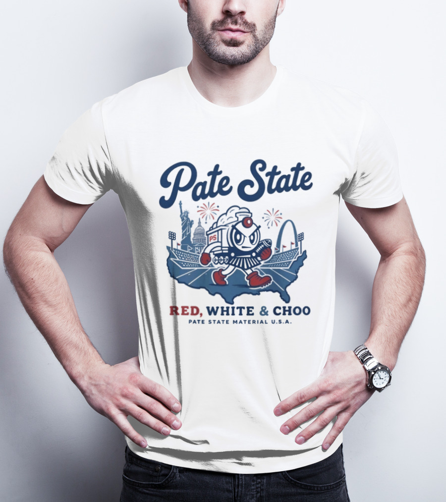 Pate State Red White And Choo USA Fireworks Statue Of Liberty Arch T-Shirt