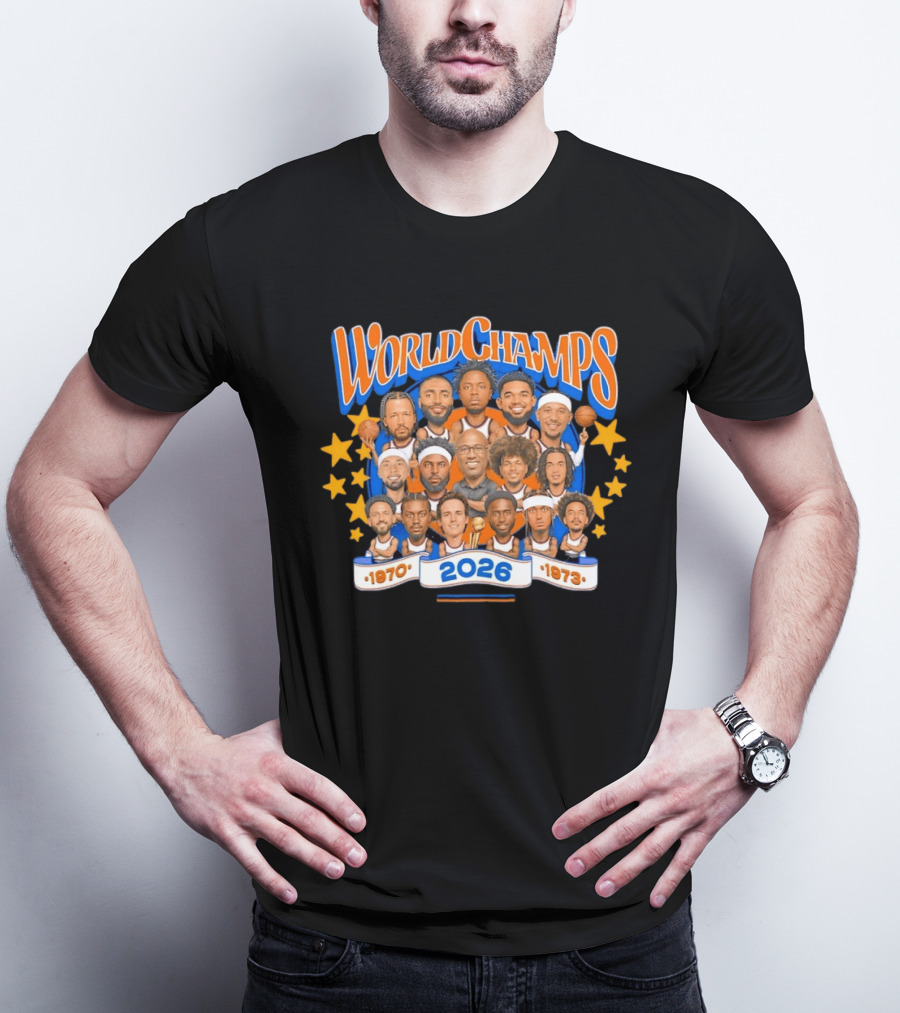 World Champs 2026 New York Knicks Team Caricature 1970 1973 T-Shirt
