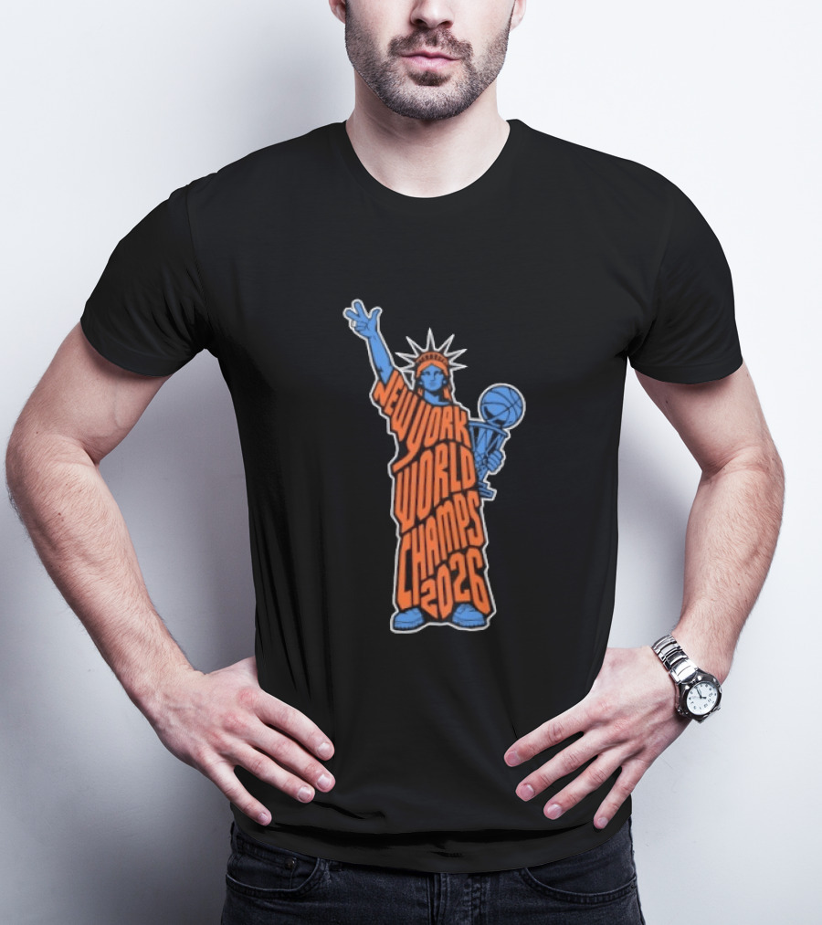 New York World Champs 2026 Statue Of Liberty Basketball Trophy T-Shirt