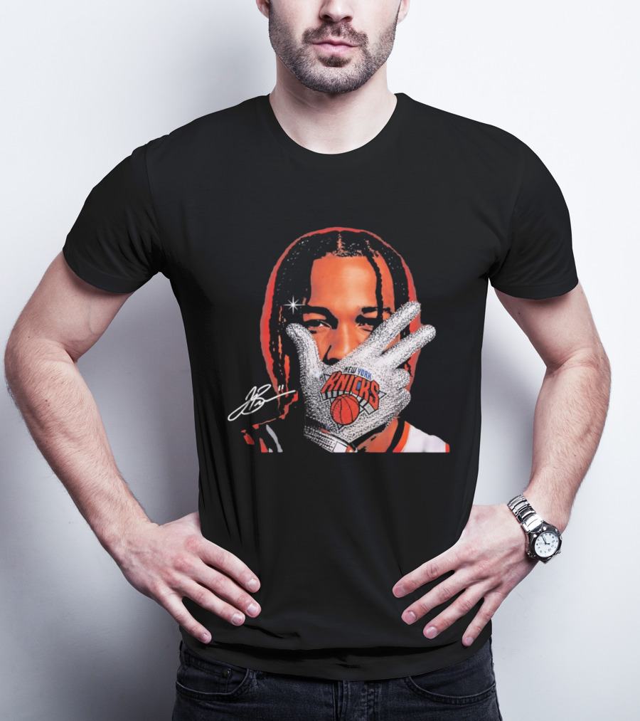 New York Knicks Jalen Brunson Iceman Signature Glove T-Shirt