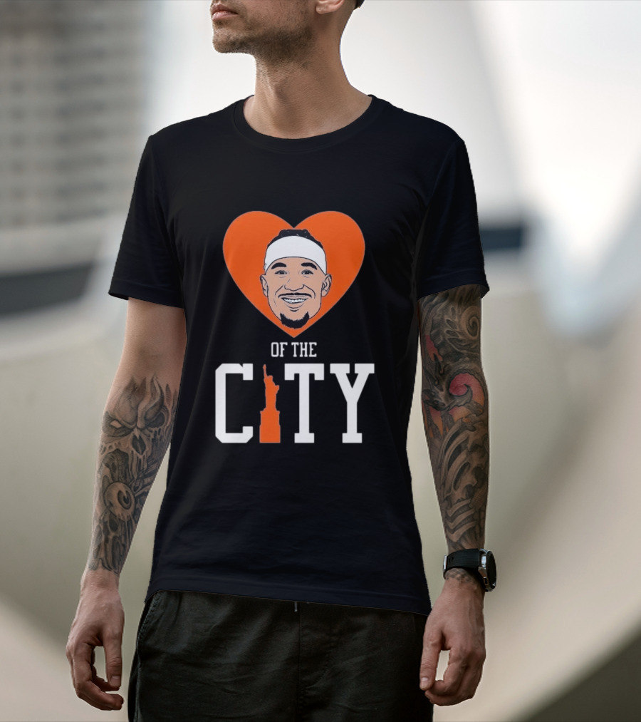 Josh Hart New York Knicks Heart Statue Of Liberty City T-Shirt
