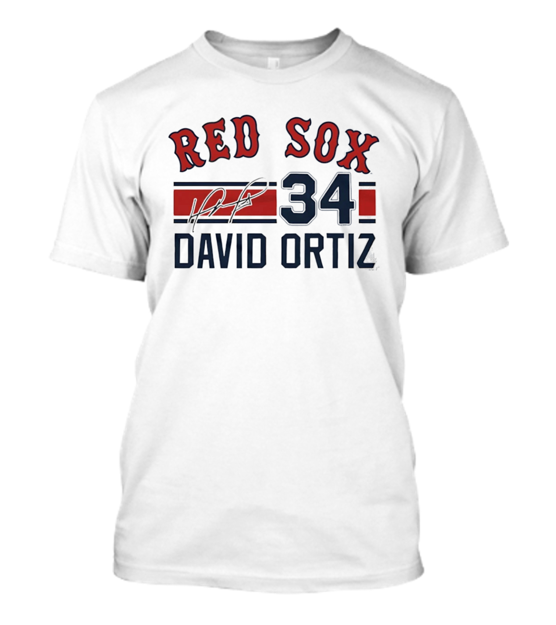 Red Sox 34 David Ortiz Signature Boston T-Shirt