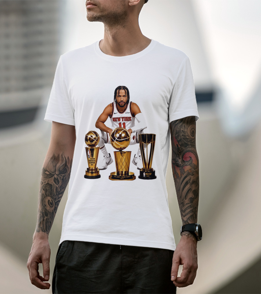 New York Knicks Jalen Brunson 11 Trophy Collection NBA Champions T-Shirt