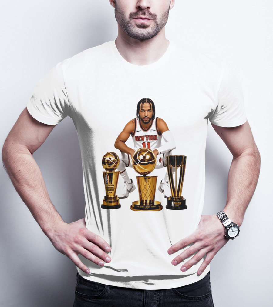 New York Knicks Jalen Brunson 11 Trophy Collection NBA Champions T-Shirt