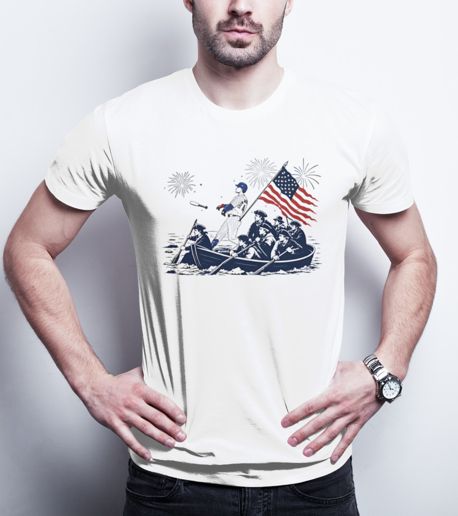 Chicago Cubs Patriotic Crossing The Delaware 4th Of July Meme T-Shirt