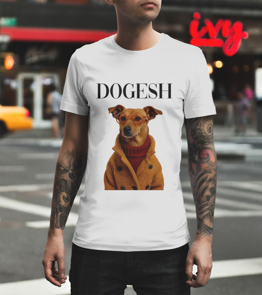 Dogesh Dapper Greyhound In Glasses And Coat T-Shirt