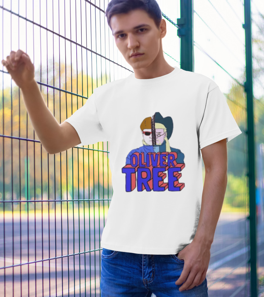 Oliver Tree Split Persona Sunglasses Half Cowboy Half Futuristic T-Shirt