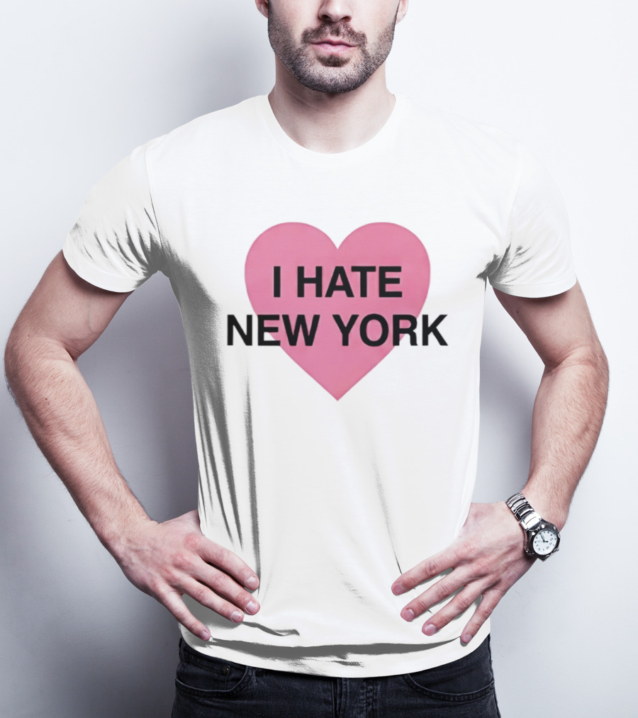 I Hate New York Pink Heart Sarcastic Humor T-Shirt