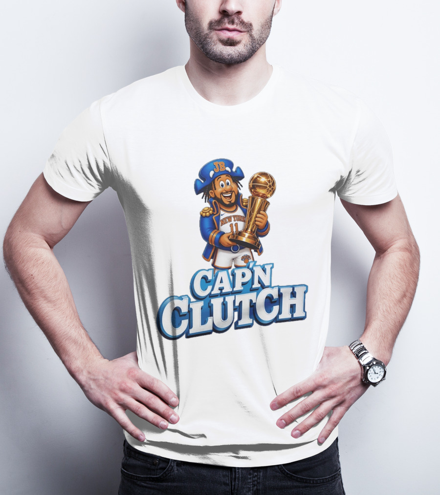 Jalen Brunson Capn Clutch New York Knicks Cartoon MVP T-Shirt
