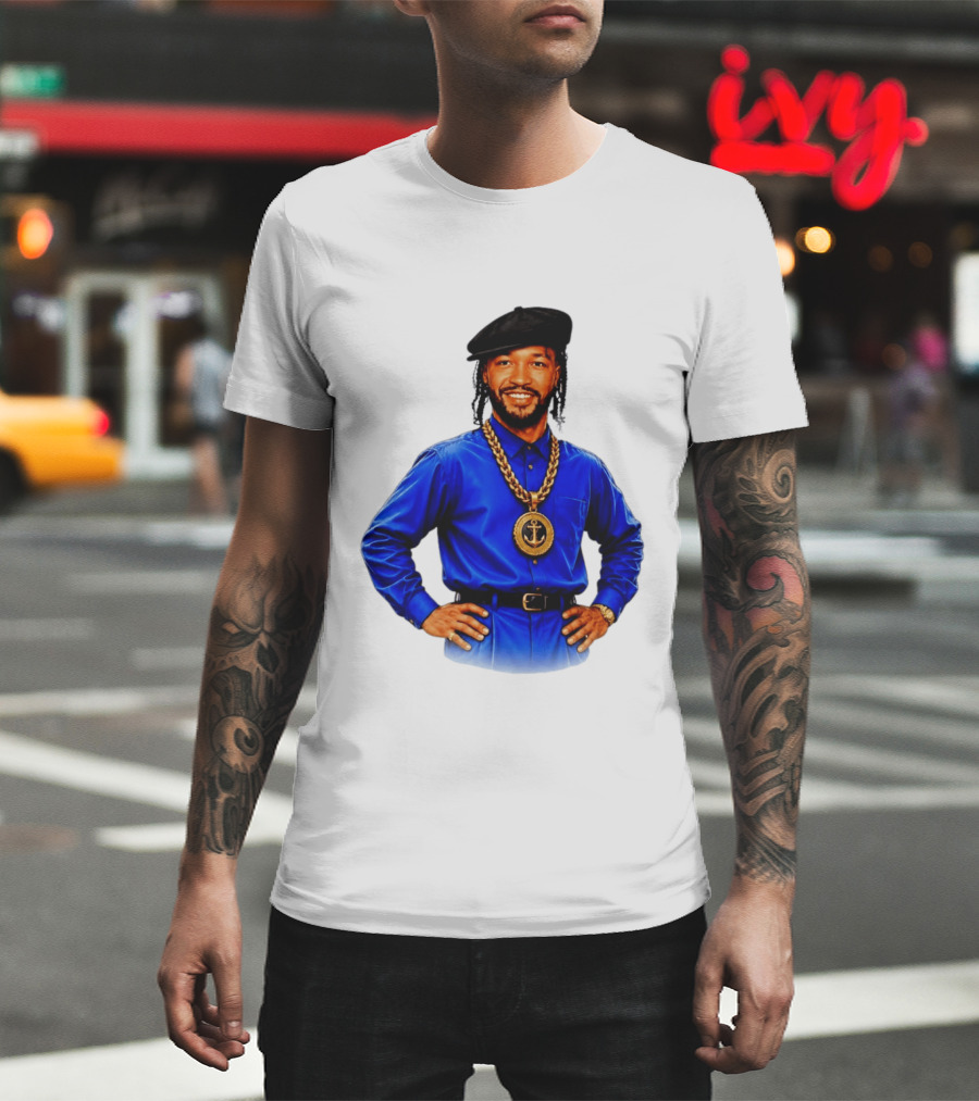 Jalen Brunson NY Knicks Always Business Never Personal Anchor Chain Beret Outfit T-Shirt