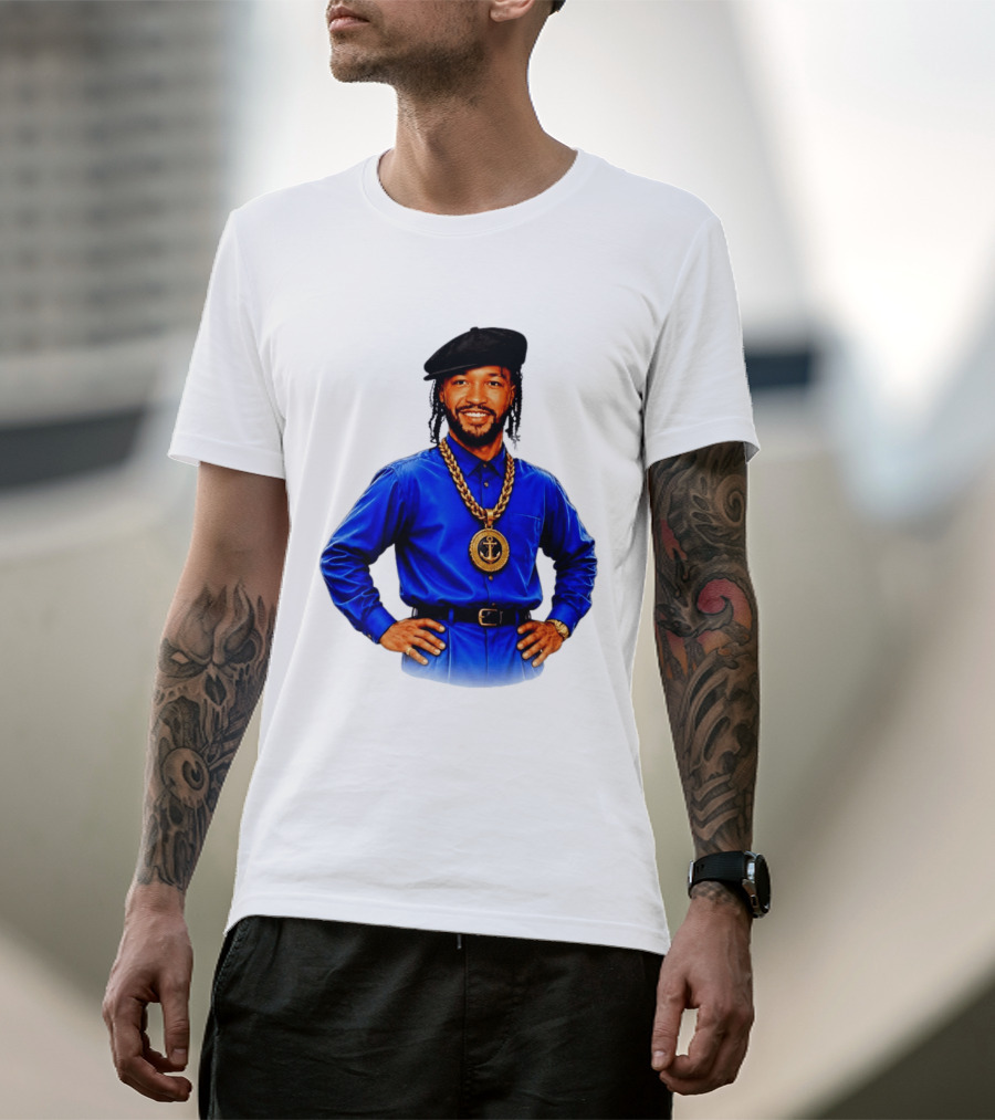 Jalen Brunson NY Knicks Always Business Never Personal Anchor Chain Beret Outfit T-Shirt