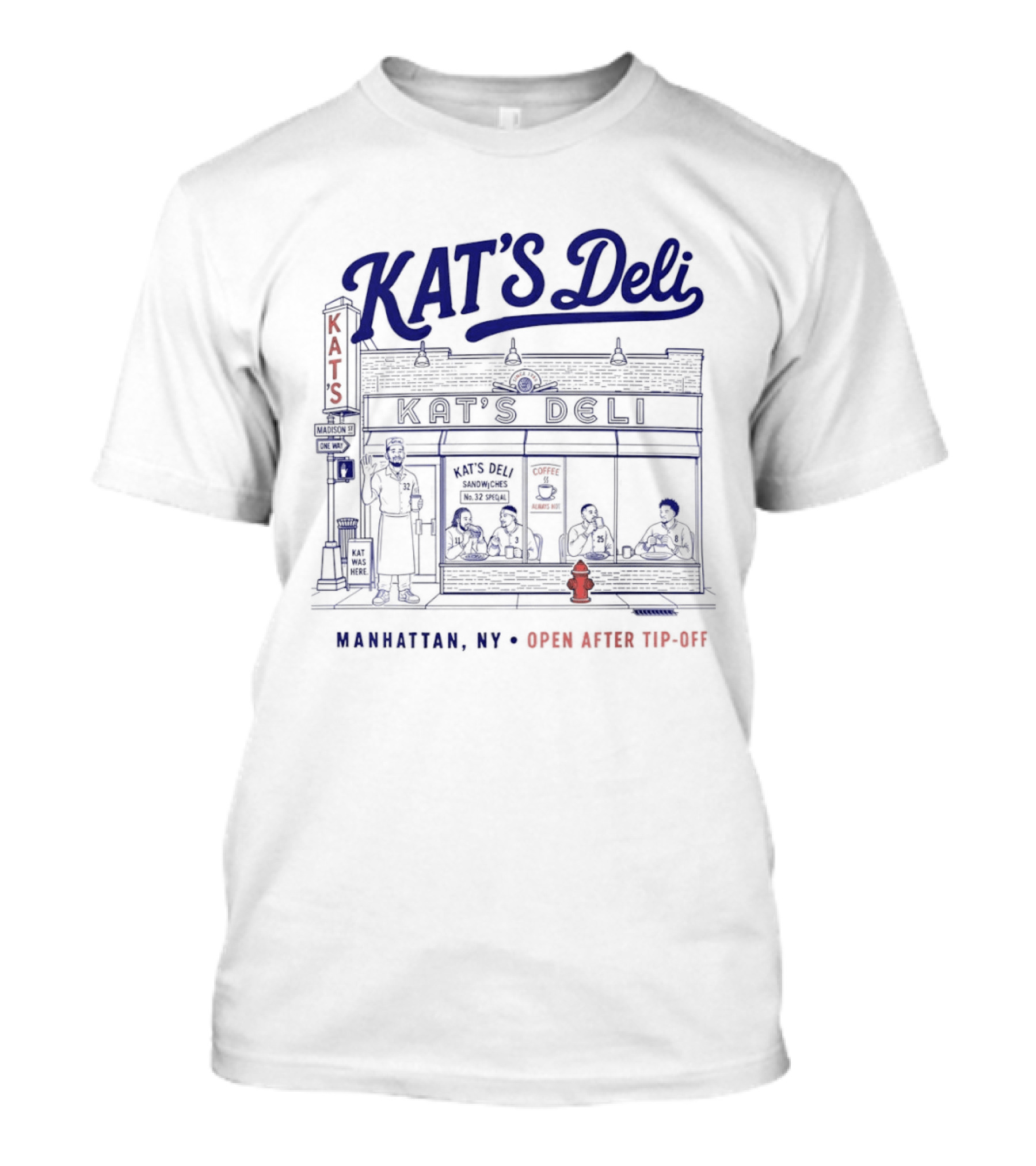 KAT'S Deli Karl Anthony Towns New York Knicks Basketball Manhattan NY Open After Tip Off T-Shirt