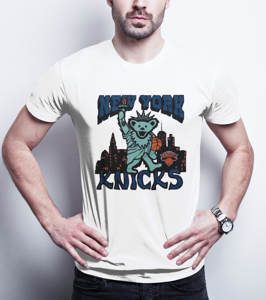 NBA Grateful Dead New York Knicks Bear Liberty Statue T-Shirt