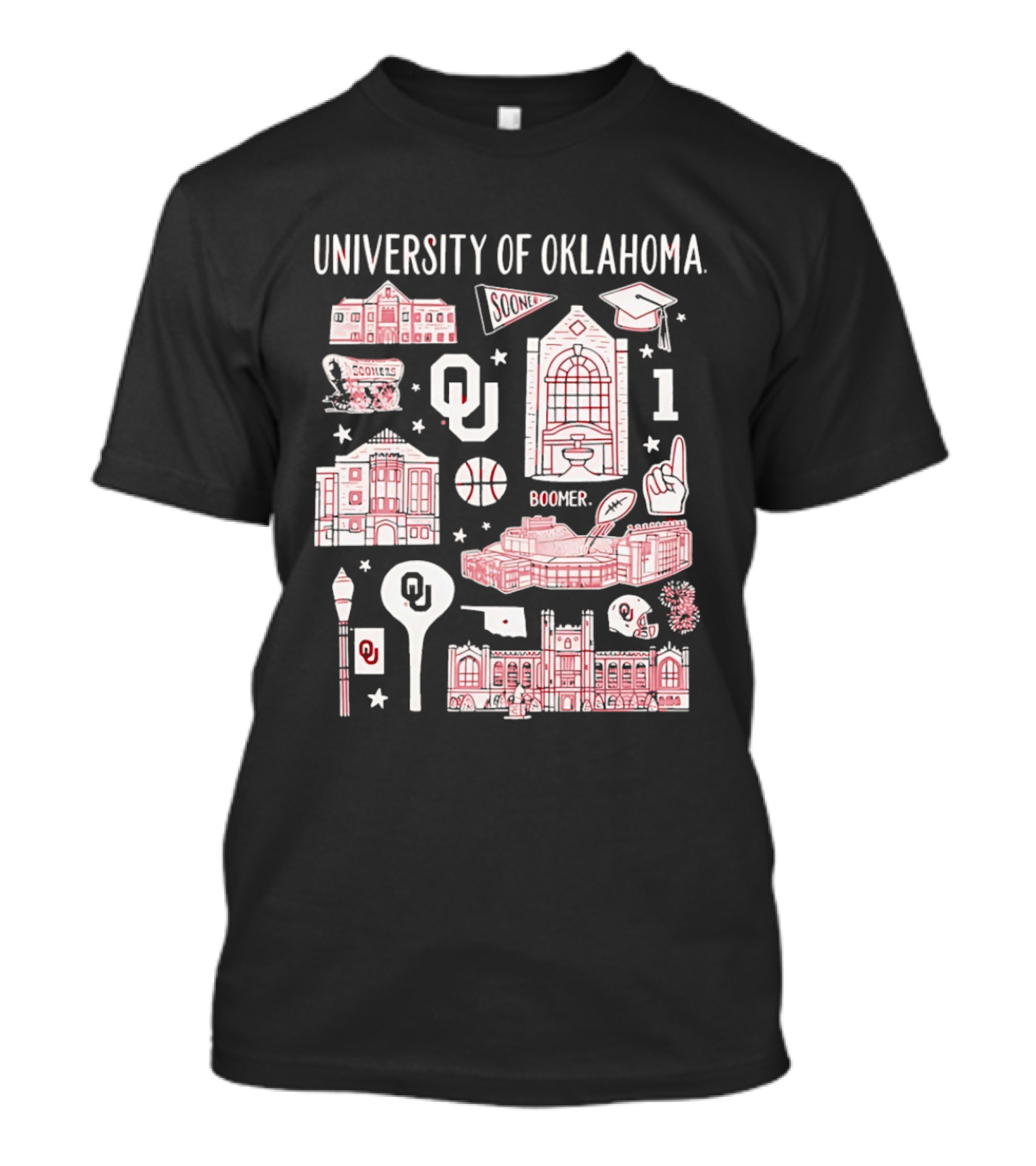 University Of Oklahoma Boomer Sooner Iconic Landmarks T-Shirt