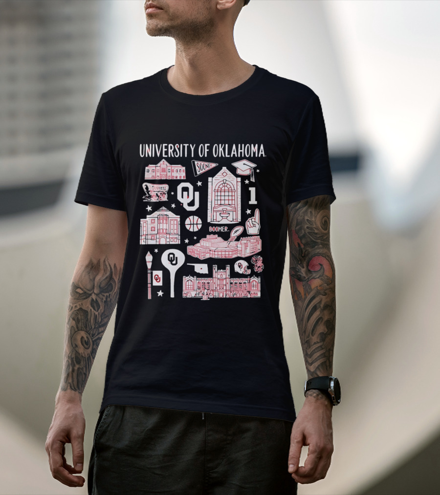 University Of Oklahoma Boomer Sooner Iconic Landmarks T-Shirt