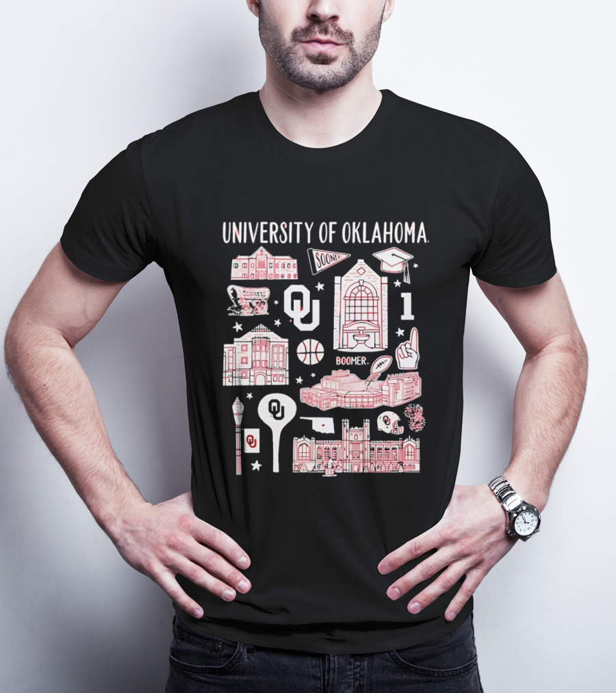 University Of Oklahoma Boomer Sooner Iconic Landmarks T-Shirt