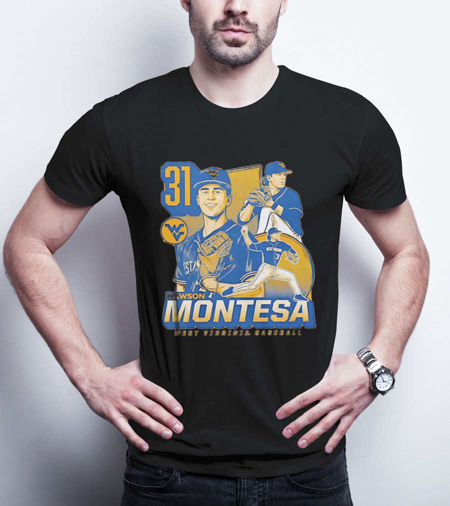 West Virginia Baseball Dawson Montesa 31 Mountaineers T-Shirt