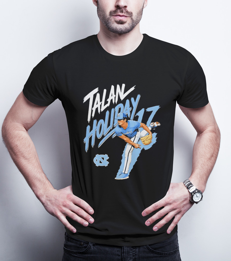 North Carolina Tar Heels Talan Holiday 17 Pitching Action T-Shirt