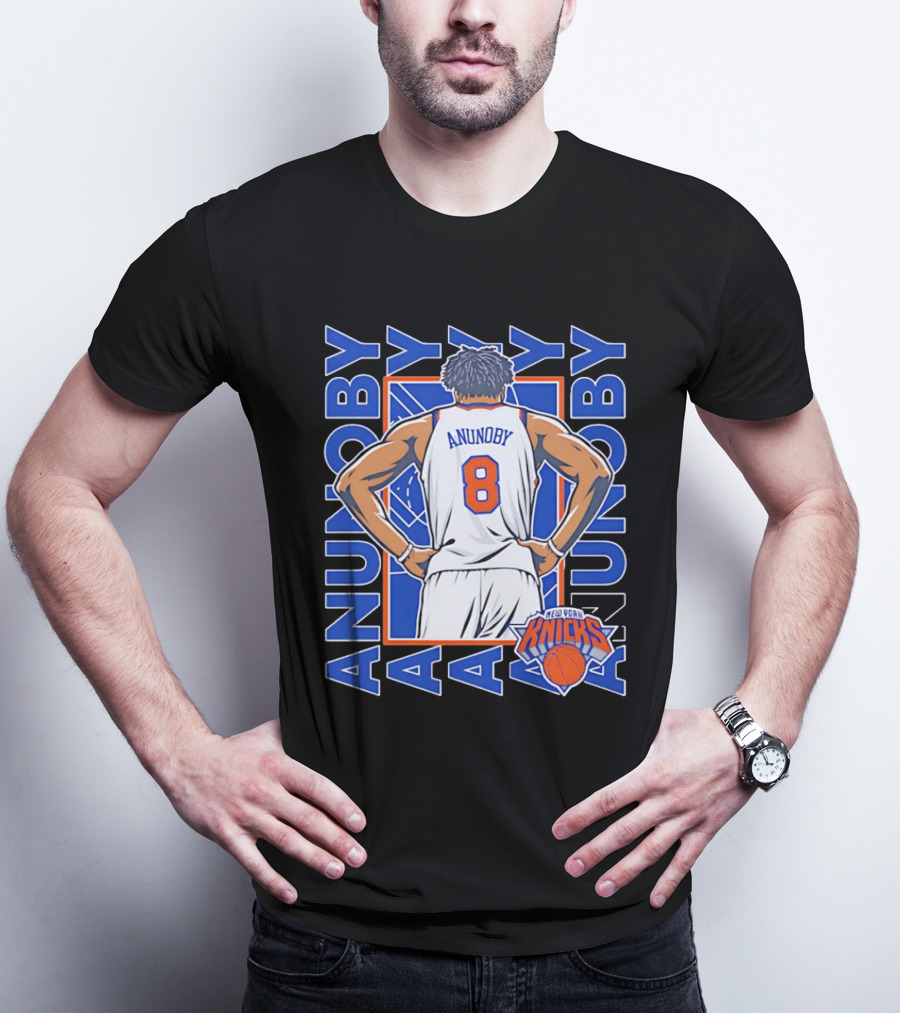 OG Anunoby Number 8 New York Knicks Basketball Icon Repeat T-Shirt