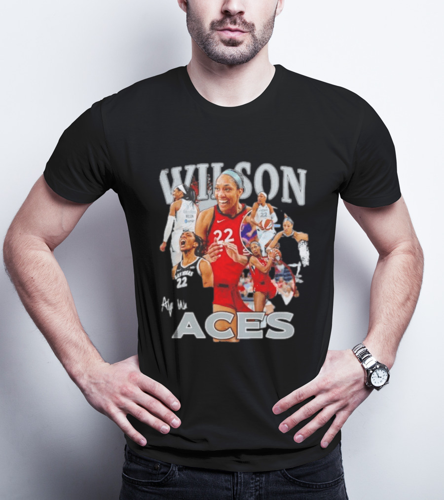 A'ja Wilson Las Vegas Aces Fly With Aces Collage T-Shirt