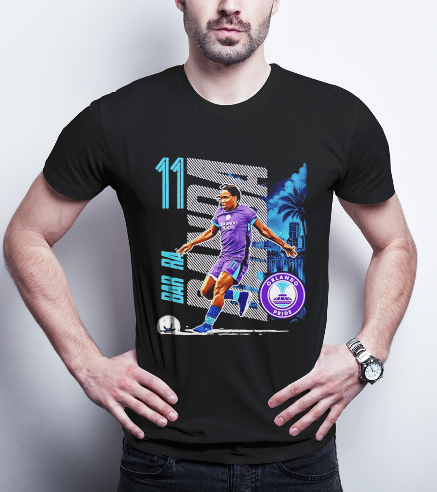 Barbra Banda Orlando Pride Skyline 11 Soccer Blue Palm Trees T-Shirt