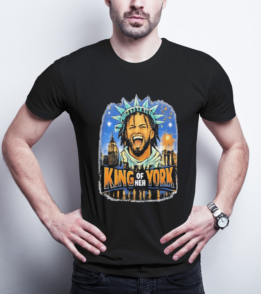 Jalen Brunson Statue Of Liberty Crown King Of New York City Skyline T-Shirt