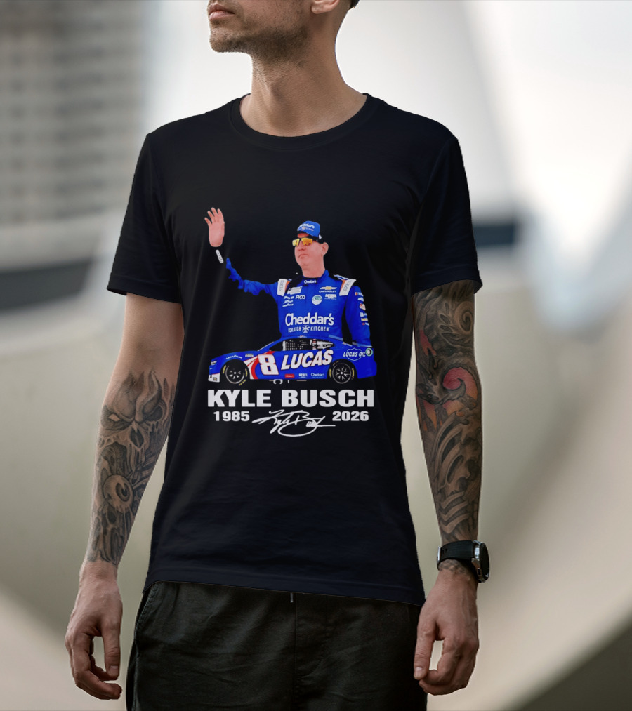 Kyle Busch 1985 2026 Lucas Oil Cheddar's Scratch Kitchen T-Shirt