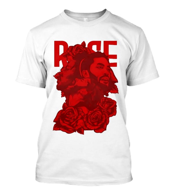 Derrick Rose Red Rose Portrait With Decorative Roses T-Shirt