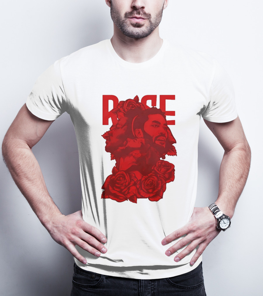 Derrick Rose Red Rose Portrait With Decorative Roses T-Shirt