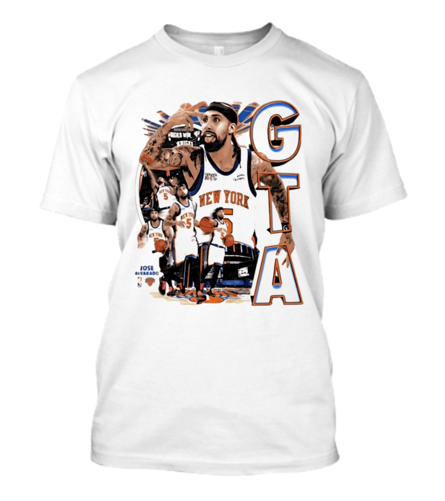New York Knicks Jose Alvarado GTA Basketball 5 NYC T-Shirt