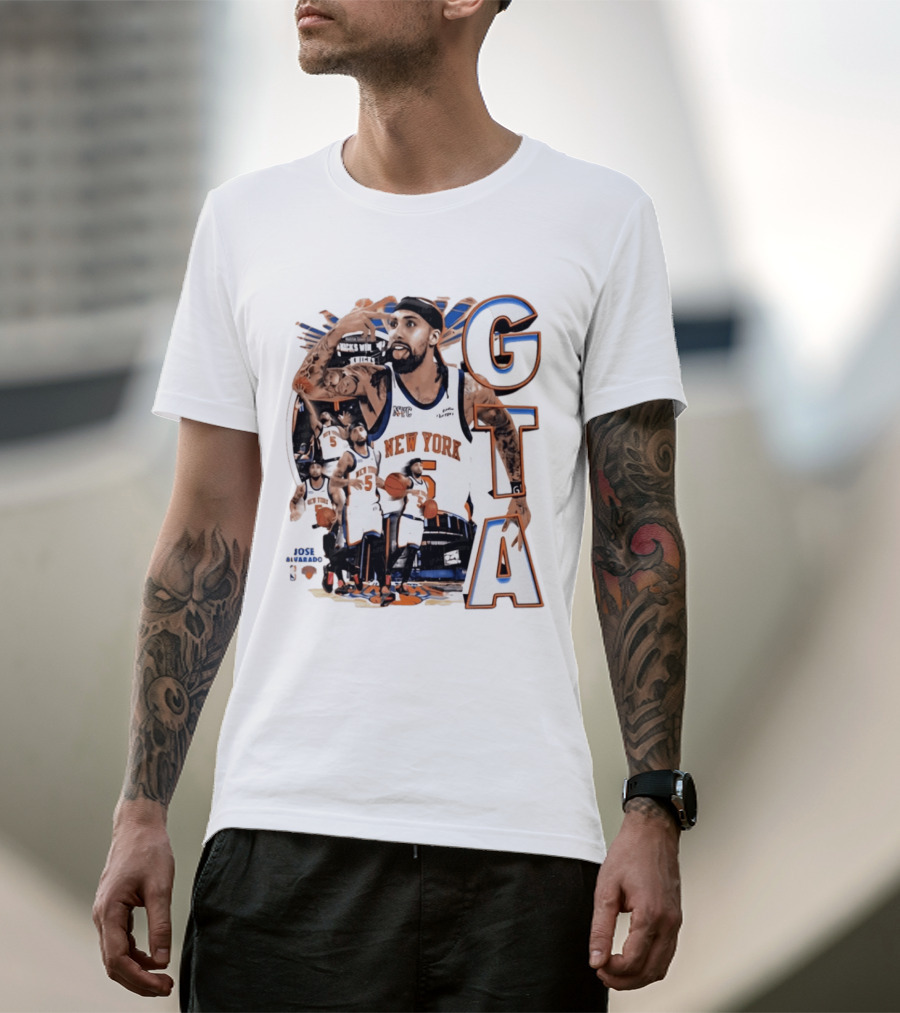 New York Knicks Jose Alvarado GTA Basketball 5 NYC T-Shirt