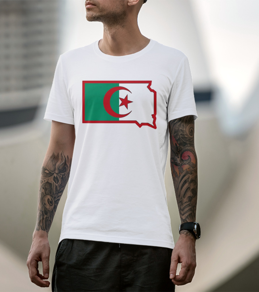 Lawrence Of Algeria Flag State Outline With Crescent And Star T-Shirt