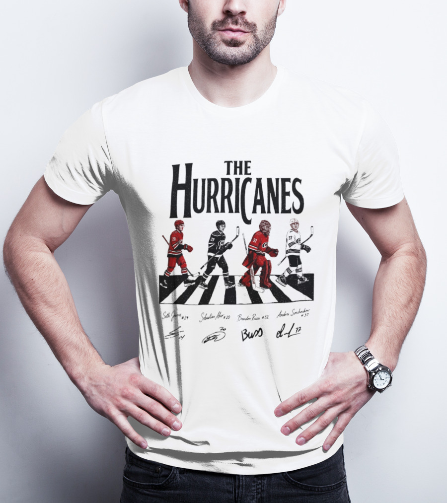 The Hurricanes Abbey Road Ice Hockey Players Crossing Signatures T-Shirt