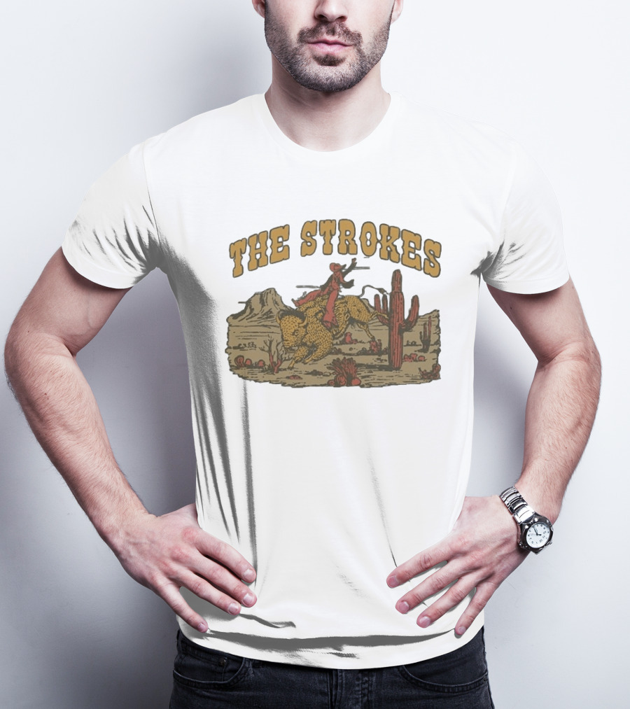The Strokes Western Bull Rider Desert Scene T-Shirt