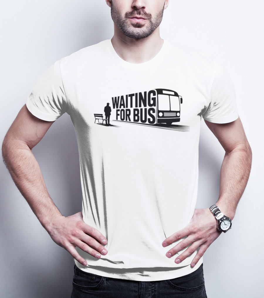 Waiting For Bus Public Transport Minimalist T-Shirt