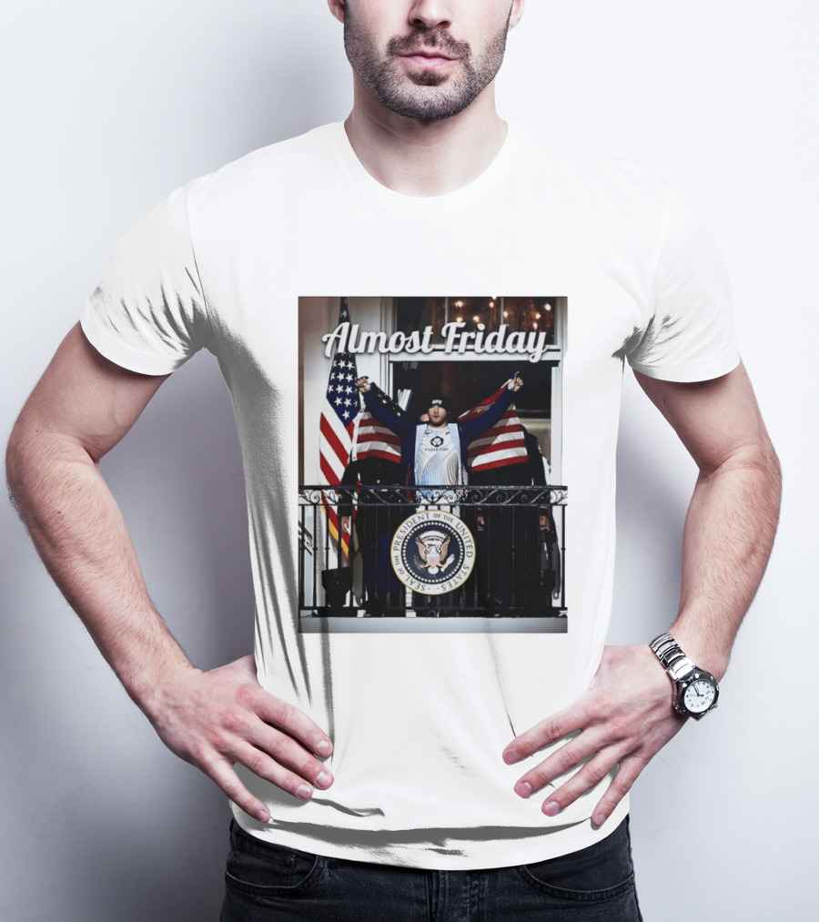 Almost Friday Justin Gaethje US Flag Blue Room Balcony White House UFC Freedom 250 T-Shirt