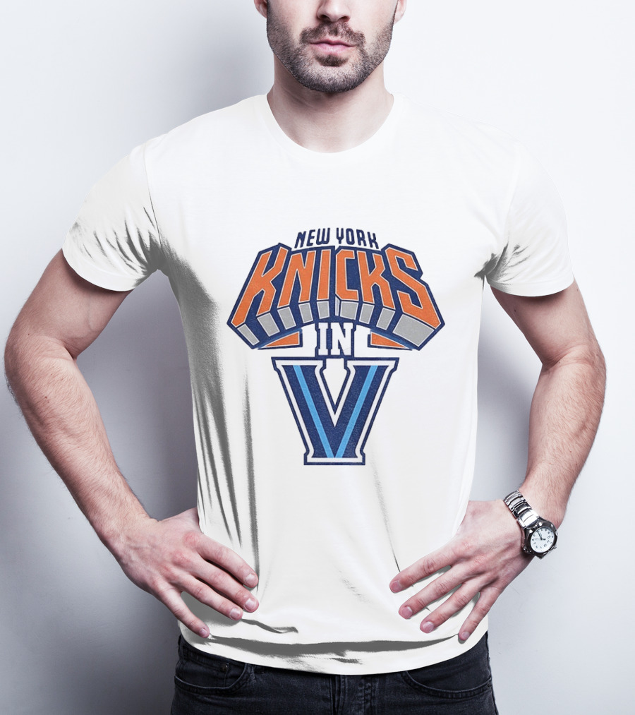New York Knicks In V Villanova Wildcats Basketball Collaboration NBA 2026 T-Shirt