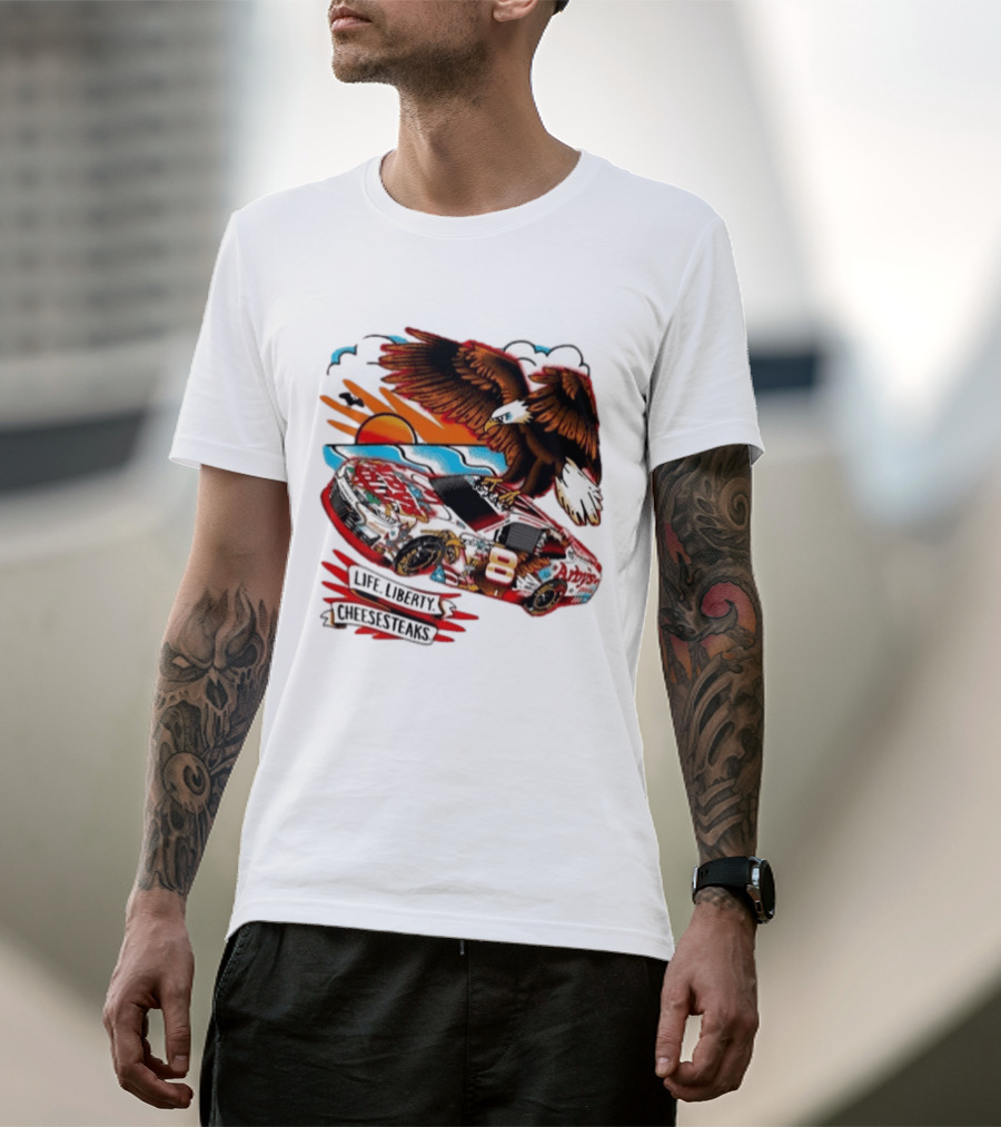 Life Liberty Cheesesteaks Arby's Racing Car Eagle Patriotic T-Shirt