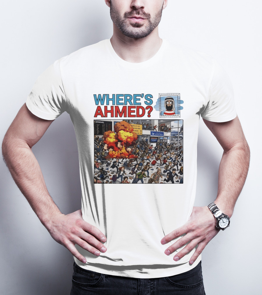 Where's Ahmed September 11 Attacks Cartoon Explosion Scene T-Shirt
