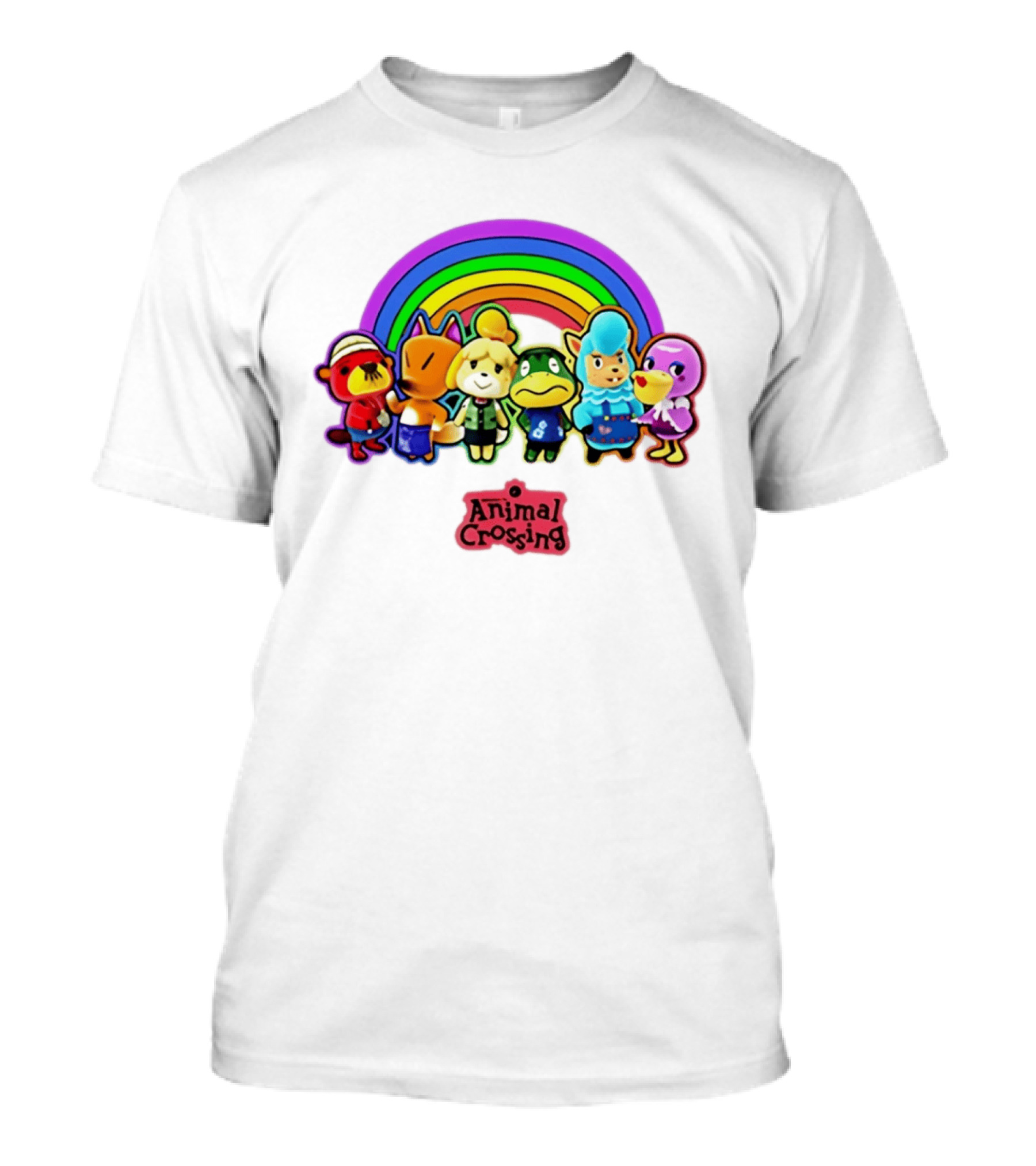 Animal Crossing Rainbow Characters Under Arc T-Shirt