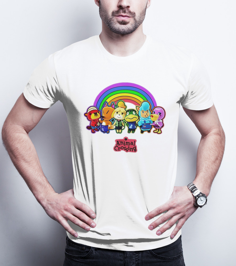 Animal Crossing Rainbow Characters Under Arc T-Shirt