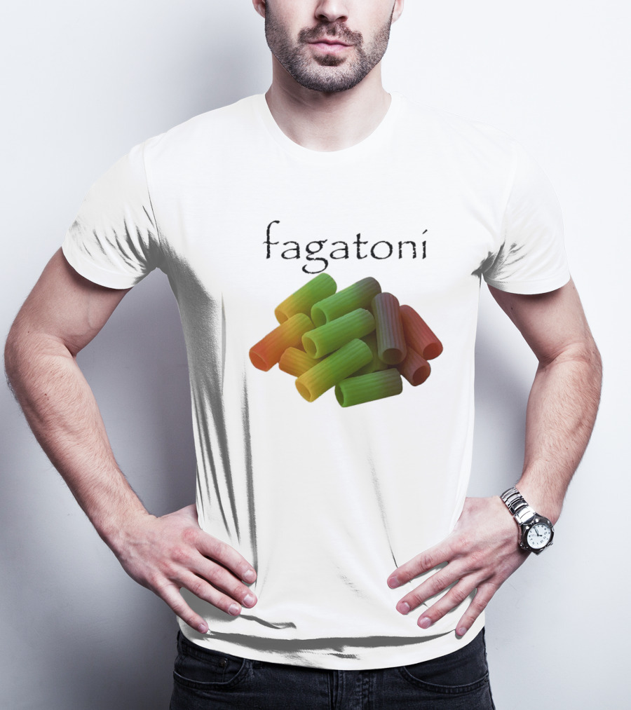 Fagatoni Gay Pasta LGBTQ Pride Multicolor Rigatoni T-Shirt