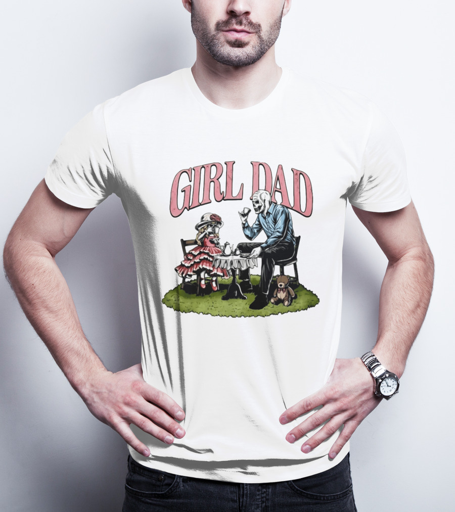 Girl Dad Skeleton Tea Party With Daughter T-Shirt